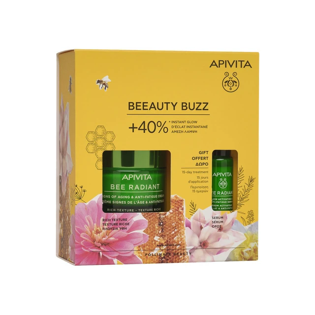 Apivita Bee Radiant Bogata krema, 50 ml + Noćna krema, 15 ml PROMO