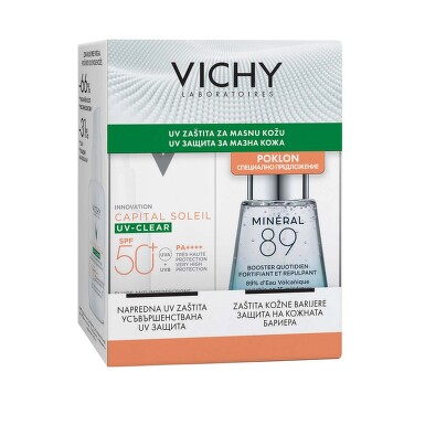 Vichy Capital Soleil UV-Clear Fluid SPF 50+, 40 ml + Mineral 89 Booster, 30 ml GRATIS