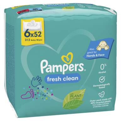 Pampers Fresh vlažne maramice, 6x52 komada