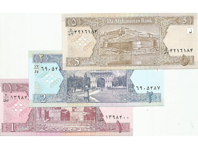 Afghanistan 1 - 2 - 5 afghanis 2002. UNC