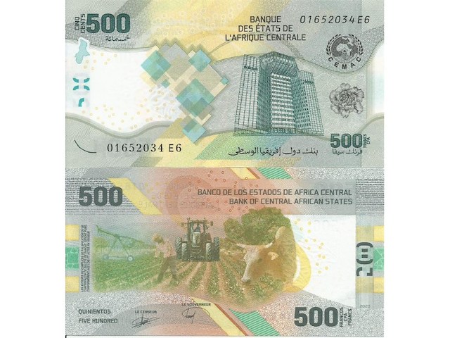 Cental African States (CAS) 500 Francs 2022.UNC Hibrid