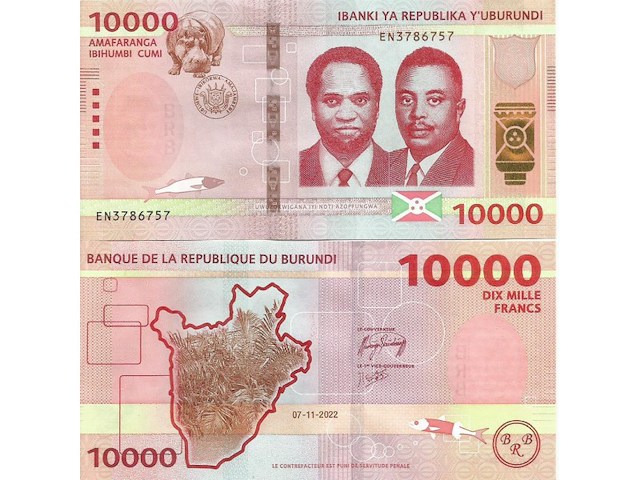 Burundi 10.000 francs 2022. UNC