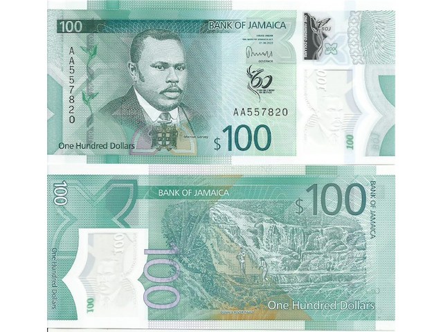 Jamaica Jamajka 100 dollars 2022. UNC Polymer