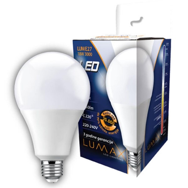 LUMAX Sijalica LUM LED, Toplo bela, 18 W, E27