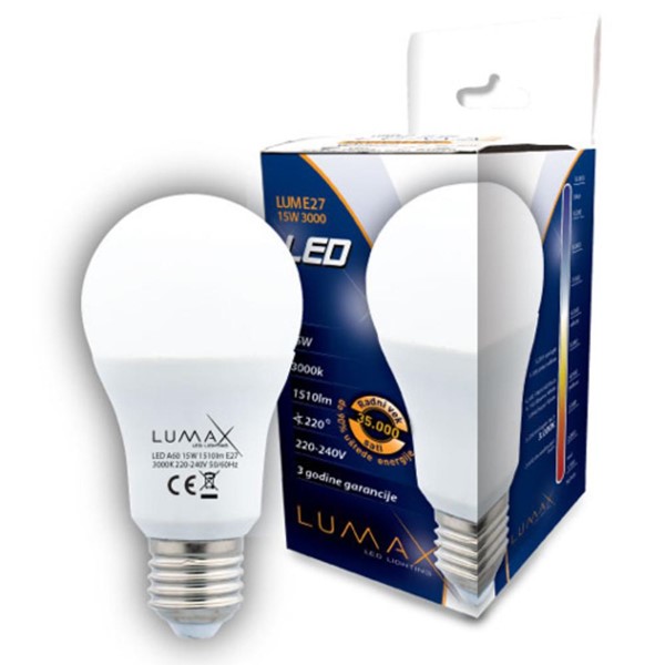 LUMAX LED Sijalica LUME27-15W 3000K LED, Toplo bela, 15 W, E27