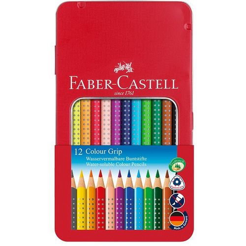 Drvene bojice Faber Castell Grip Sparkle pastel metalna kutija 1/12 201910