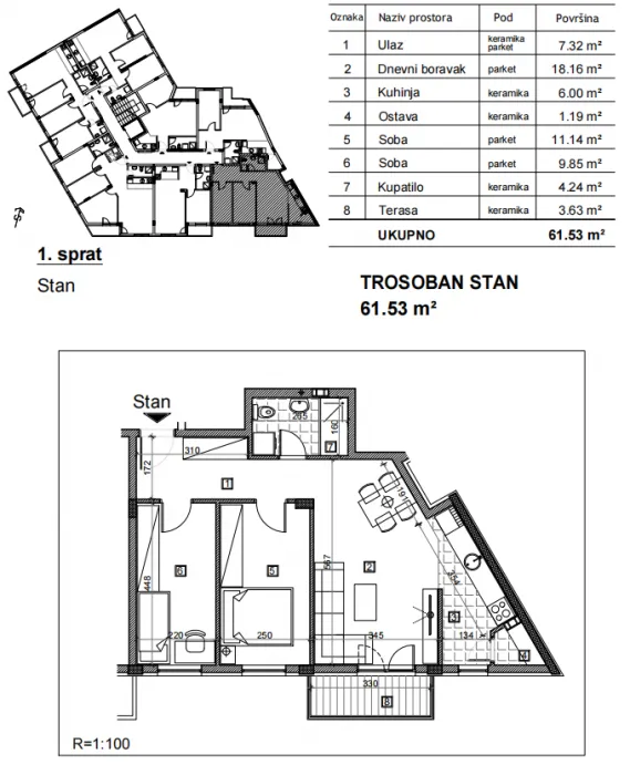 Prodaja, trosoban stan, 62m2, Bulevar patrijarha Pavla, Novi Sad, Novi Sad