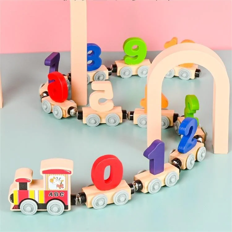 Interaktivna igračka - drveni magnetni vozić sa brojevima