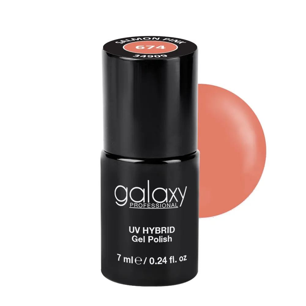 Trajni lak za nokte UV/LED GALAXY Hybrid 7ml Salmon Pink S674