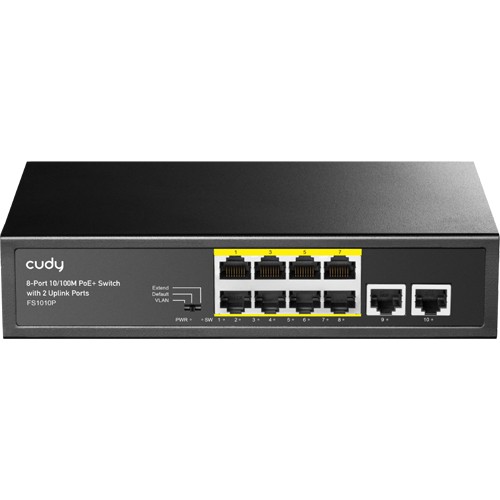 Cudy 8-Port 10/100M PoE+ Switch, 2 Uplink Ports | FS1010P