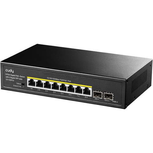 Cudy 8-Port Gigabit PoE+ Switch, 2 Gigabit SFP slot | GS1008PS2