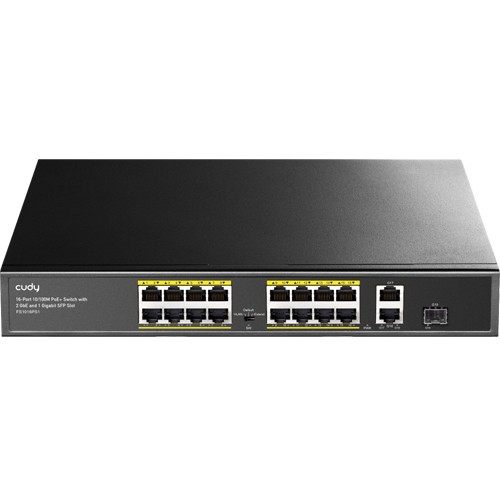 Cudy 16-Port 10/100M PoE+ Switch, 2GbE, 1 SFP Port | FS1018PS1