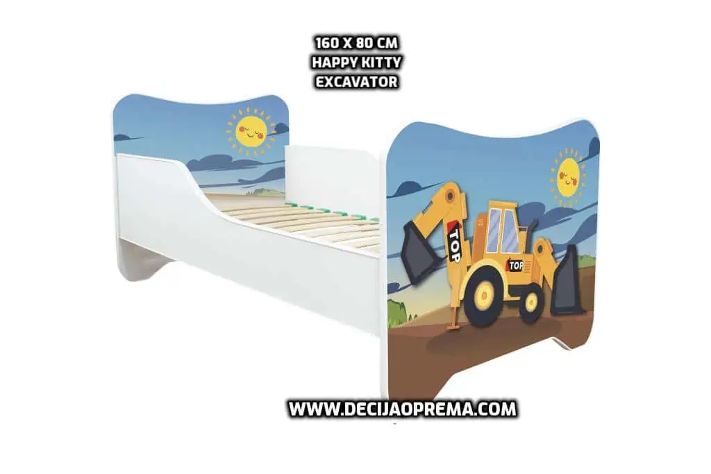 Dečiji krevet 160x80cm sa dušekom Happy Kitty Excavator