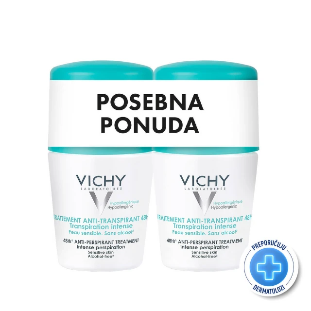 Vichy Déodorant Roll-on za regulaciju znojenja 48h, 50 ml DUO