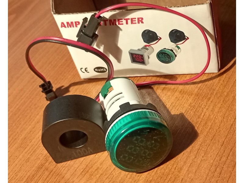 Mini Digital Amper-Voltmetar 500v 100A zeleni NOV