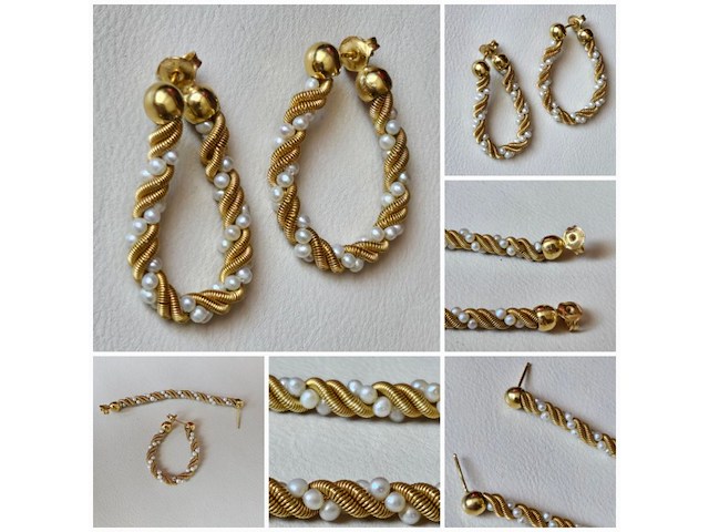 Zlatne twisted pearl beads italijanske minđuše