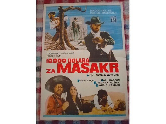 plakat 10000 DOLARA ZA MASAKR