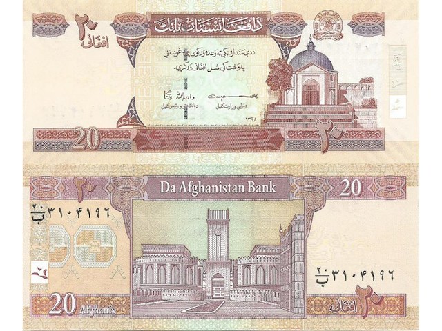 Afghanistan 20 afghanis 2019. UNC