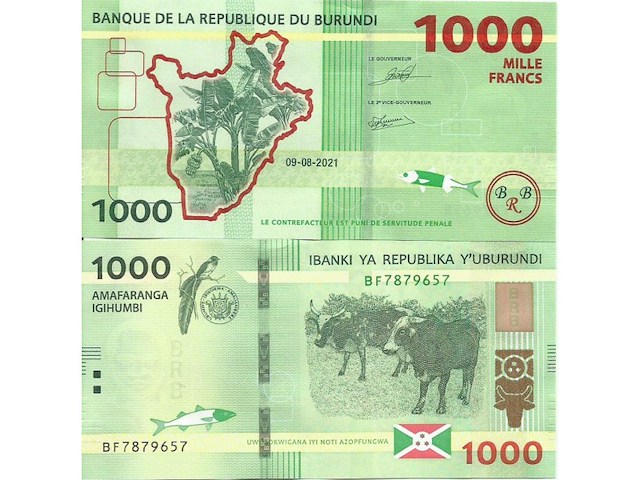 Burundi 1000 francs 2021. UNC