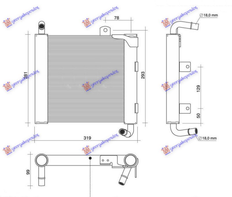 HLADNJAK MOT. DODATNI 2.0BEN/DIZ 319×273 JAGUAR XF (2015-) (OEM: T2H3344)