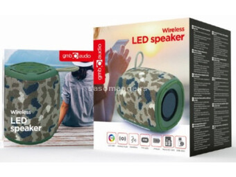 Gembird SPK-BT-LED-03-CM portable RGB LED bluetooth speaker 5W, BT, FM, TF, USB, handsfree, camo