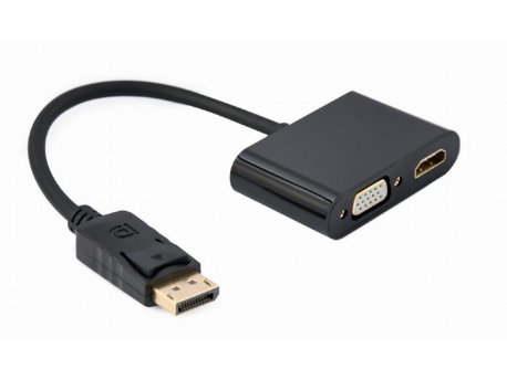 GEMBIRD (A-DPM-HDMIFVGAF-01) adapter DisplayPort (muški) na HDMI (ženski) + VGA (ženski) crni