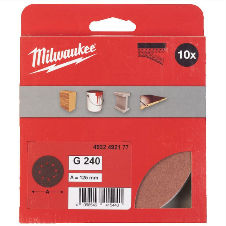 Milwaukee Okrugli brusni papir za ekscentričnu brusilicu, 125 mm, G 240, 10 kom, 4932492177