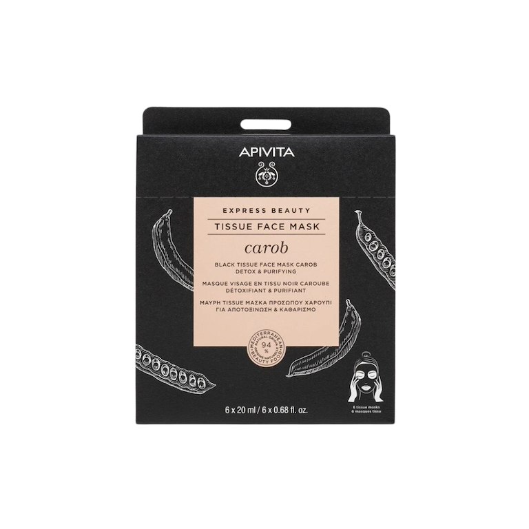 APIVITA Express Beauty Maska u Maramici Crna DETOX sa Rogačem 20 mL