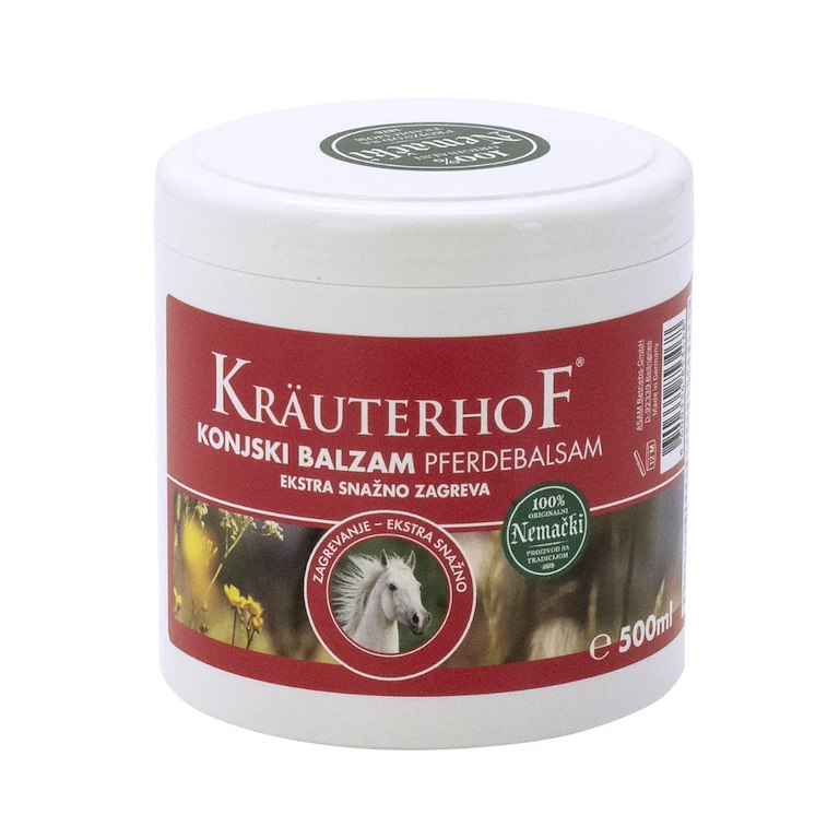 KRAUTERHOF Konjski Balsam CRVENI sa Efektom Toplote - Ekstra Jak 500 mL