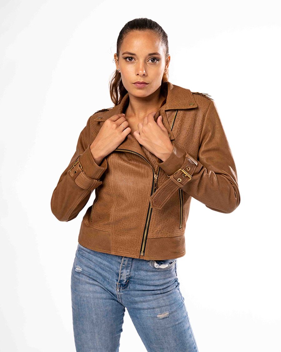 Ženska kožna jakna – Mario Zenetti-Maria – Svetlo braon