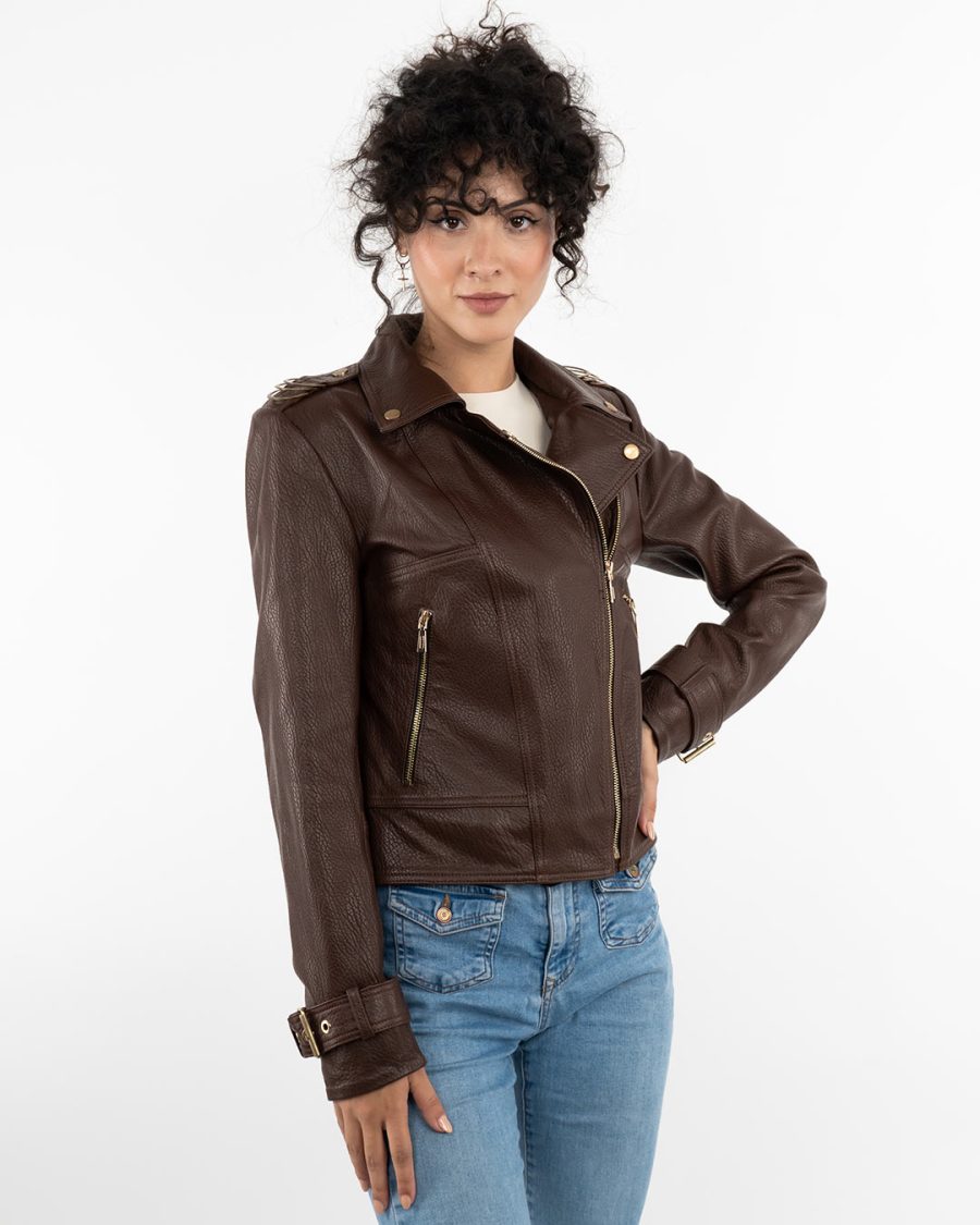 Ženska kožna jakna – Mario Zenetti-Maria – Krispi – Tamno braon