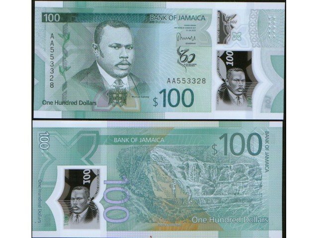 Jamaica 100 Dollars 2022/2023. UNC Polymer.