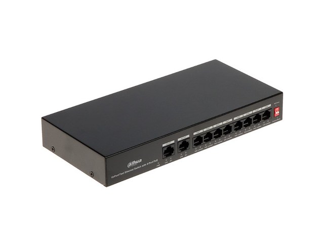 Dahua POE switch PFS3010-8ET-65 10/100 RJ45 ports, POE 8 kanala, UPLINK 2xGbit