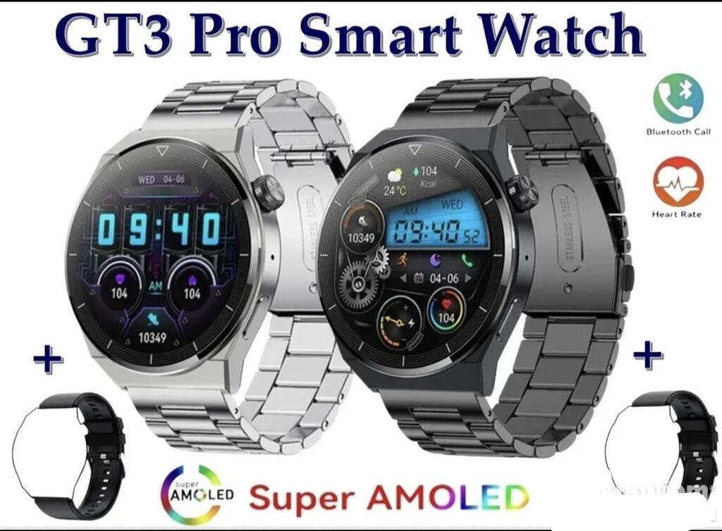 GT3 Pro Bluetooth NFC Smart Watch Bluetooth Poziv Boje satova: Crna