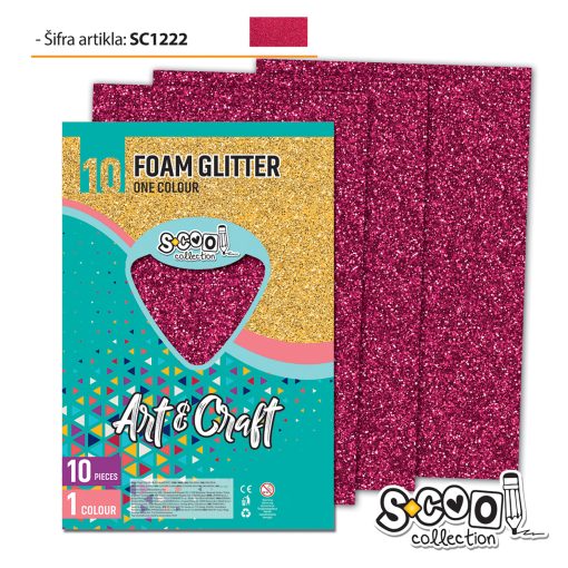 Pena karton A4 EVA GLITTER CRVENI 1/10, S-Cool