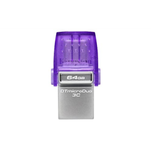 Kingston DTDUO3CG3/64GB 64GB USB Flash Drive, 2-in-1 USB 3.2 Gen.1 Type-C & Type-A, DataTraveler microDuo 3C, Read up to 200MB/s