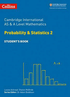 Cambridge International Examinations – Cambridge International AS and A Level Mathematics Statistics 2 Student’s Book