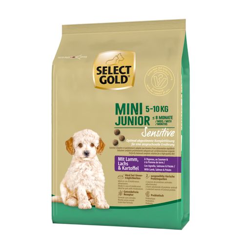 Select Gold Sensitive Mini Junior jagnjetina, losos & krompir 4 kg