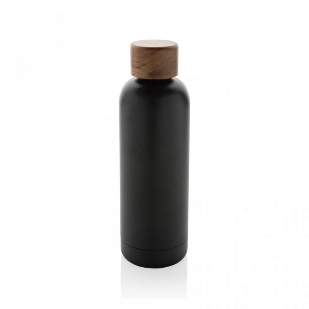 Wood RCS certified recycled stainless steel vacuum bottle