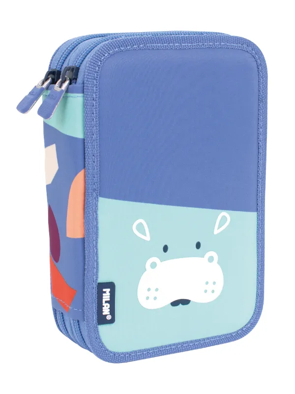 081264FAB Filled 2 decker pencil case FUN ANIMALS Special Series, blue