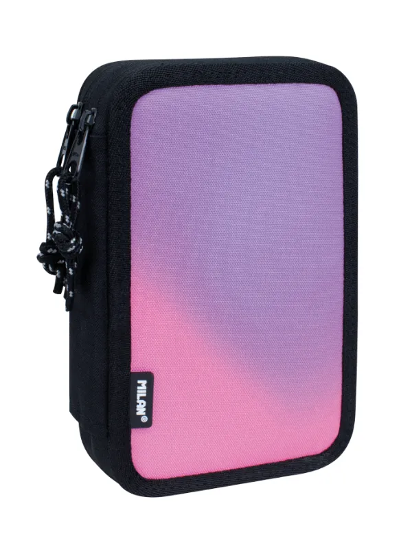 081264SNK1P Filled double decker pencil case Sunset, black and pink