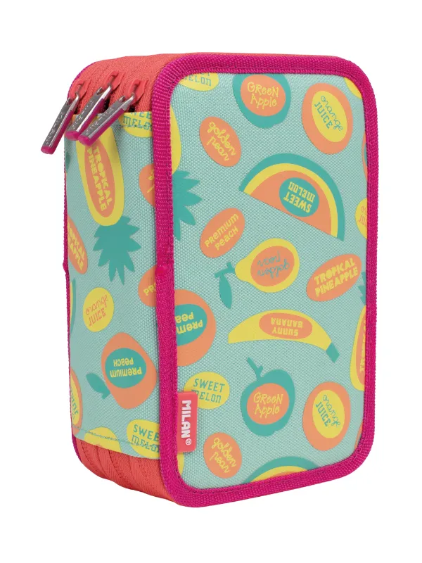 081364FK Filled double decker pencil case Frutikis special series, green and orange