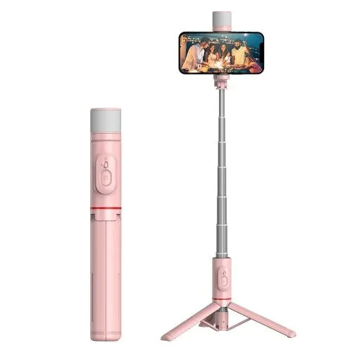 Selfie stick Q12S + tripod pink