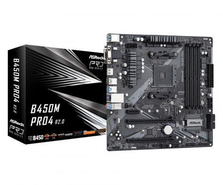 MB ASROCK B450M PRO4 R2.0, AMD B450, 4 x DDR4, AM4