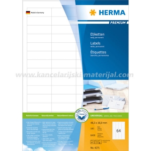Herma etikete Superprint 48x16mm A4/64 100L