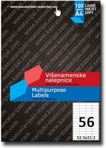 TEKMOS univerzalna nalepnica 52.5x21.2mm A4/56 100L