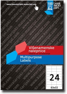 TEKMOS univerzalna nalepnica 63x32mm A4/24 100L