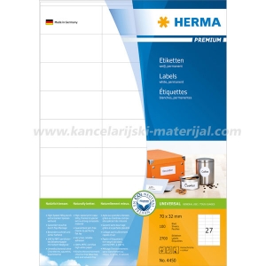 Herma etikete Superprint 70x32mm A4/27 100L
