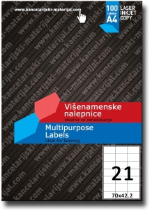 TEKMOS univerzalna nalepnica 70x42.2mm A4/21 100L