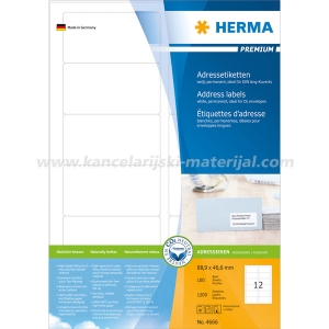 Herma etikete Superprint 88x46.6mm A4/12 100L zaobljene ivice